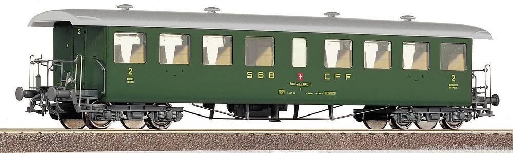 Roco 45096 HO Type Bi 2nd Class Seetal Wagon W/ Silver