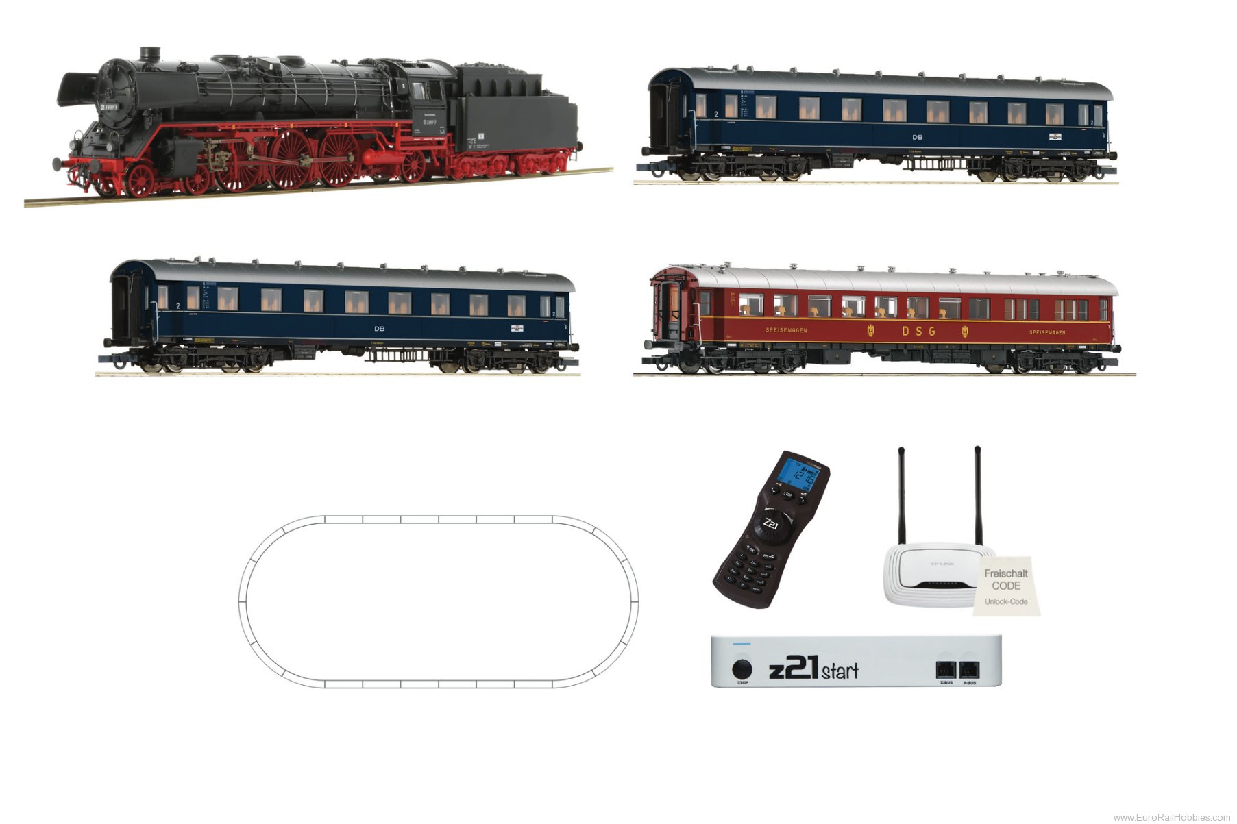 Roco 51308 HO Digital z21® start Set: DB Steam locomotive