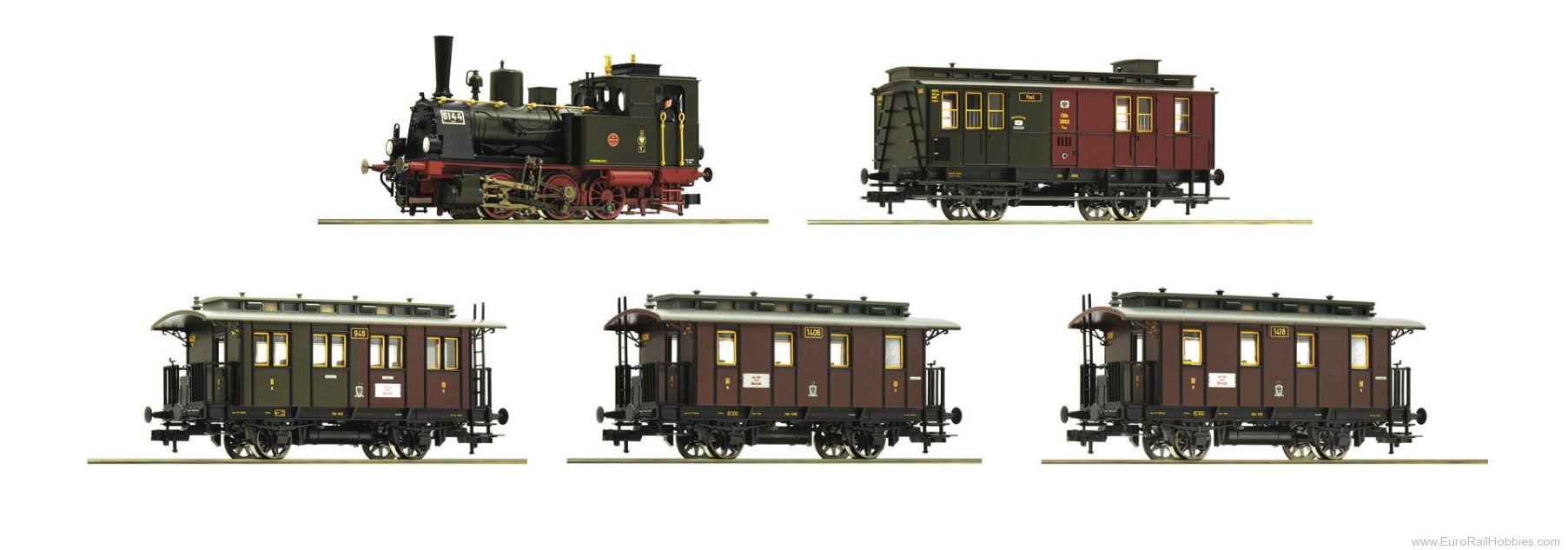 Roco 61476 HO KPEV Steam locomotive T3 and passenger