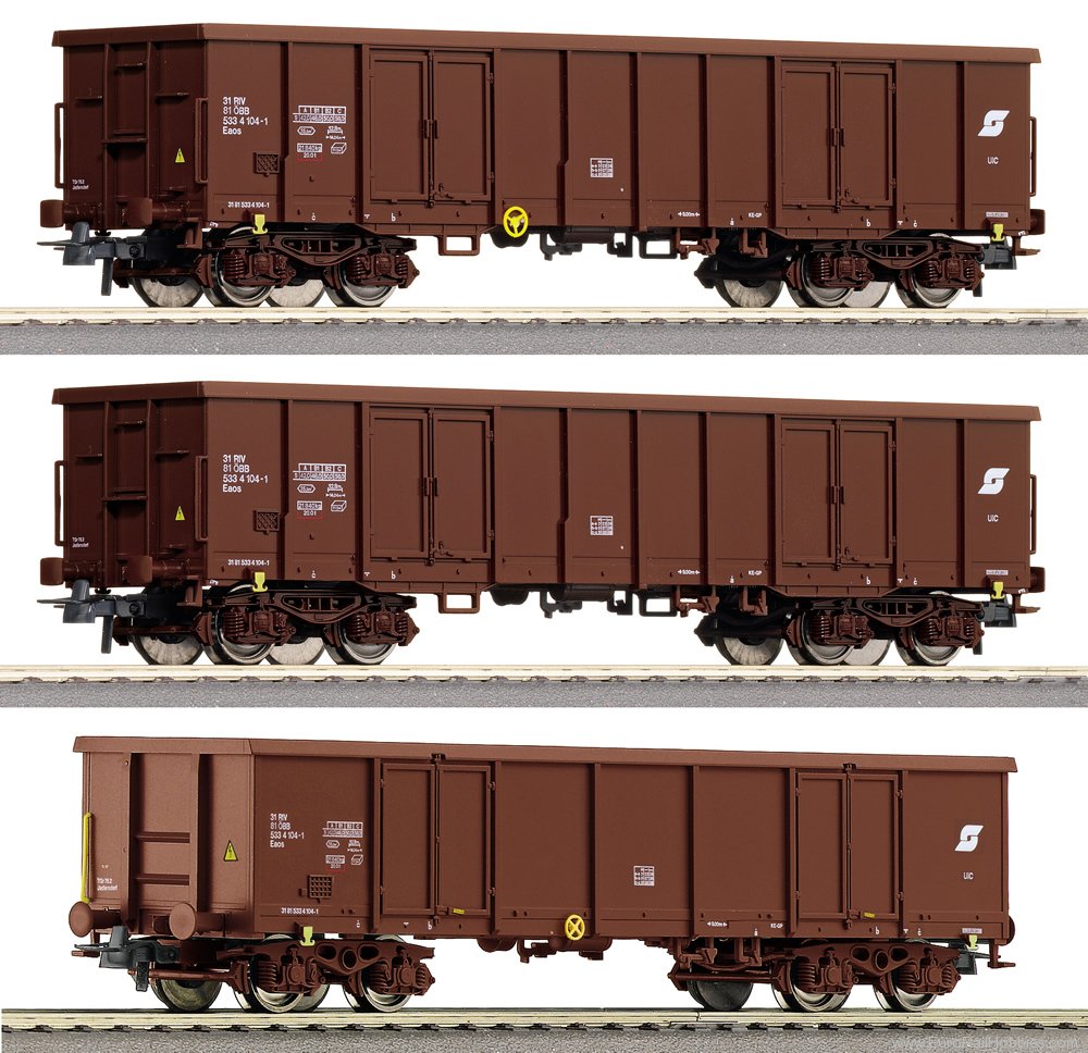 Roco 66097 HO Set #2: 3-piece open freight cars of