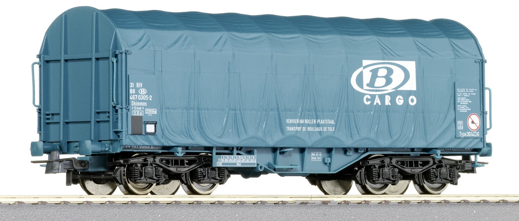 Roco 67576 HO Sliding tarpaulin wagon, SNCB