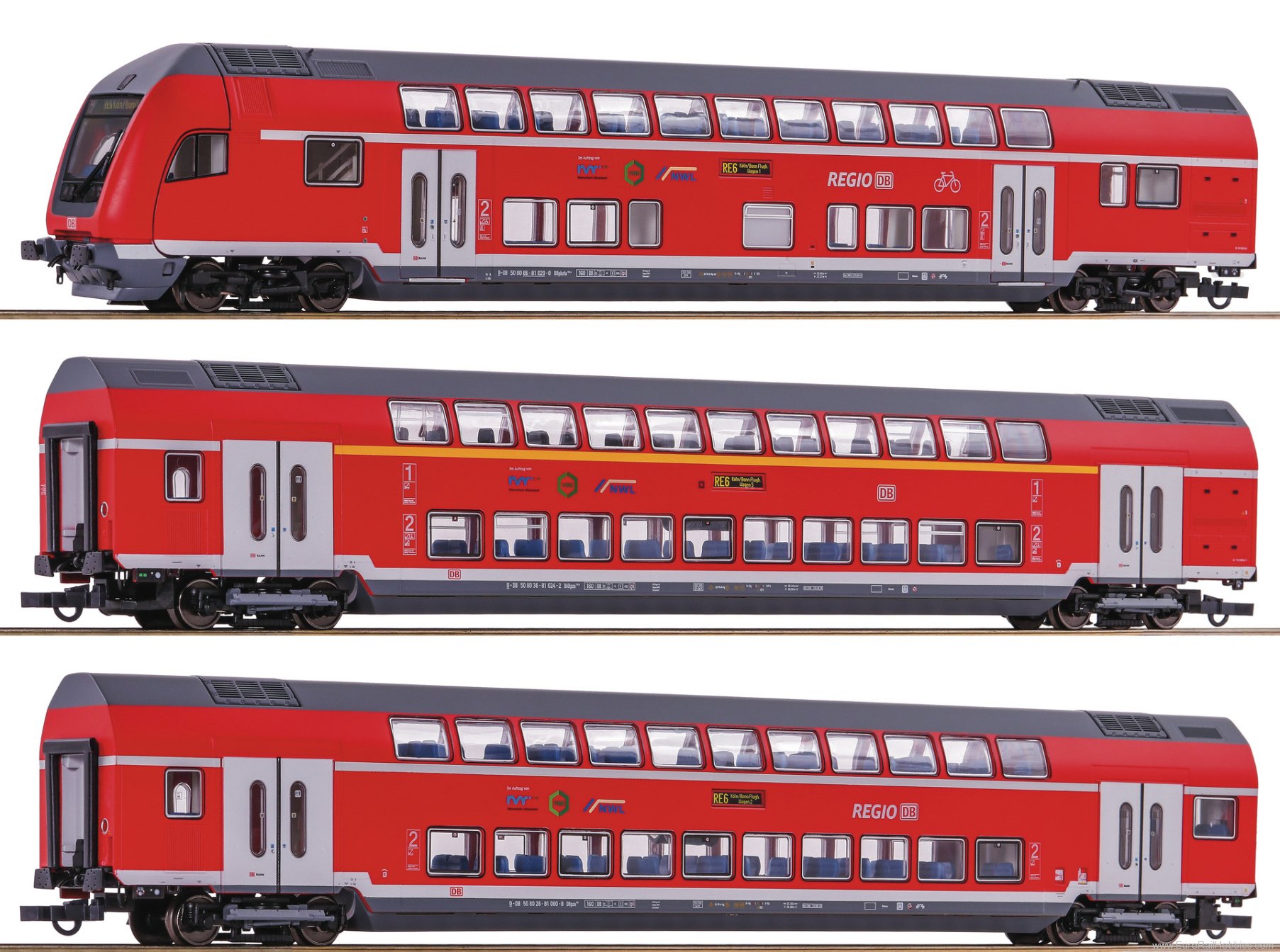 Roco 74147 HO DB-AG 3 piece set: Double-deck coaches