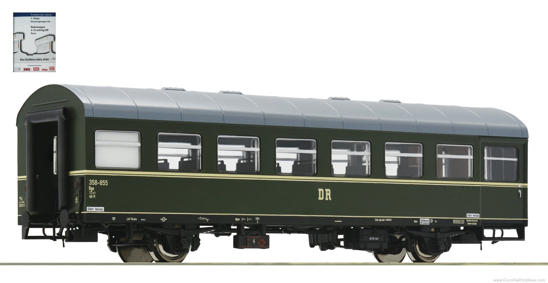 Roco 74459 HO Passenger coach Rekowagen, DR