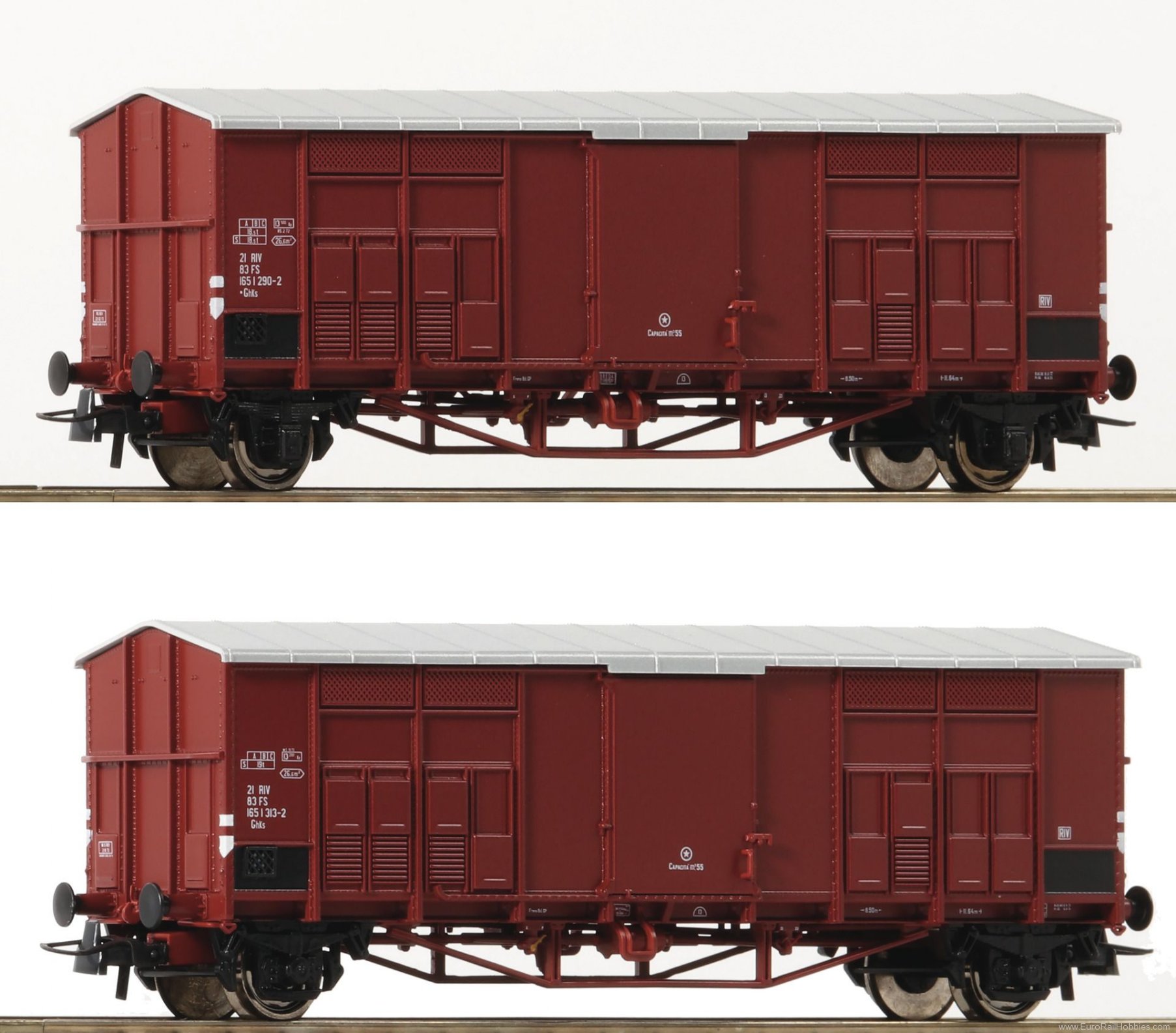 Roco 76164 HO Roco FS Pitched Roof Wagons, 2 Piece