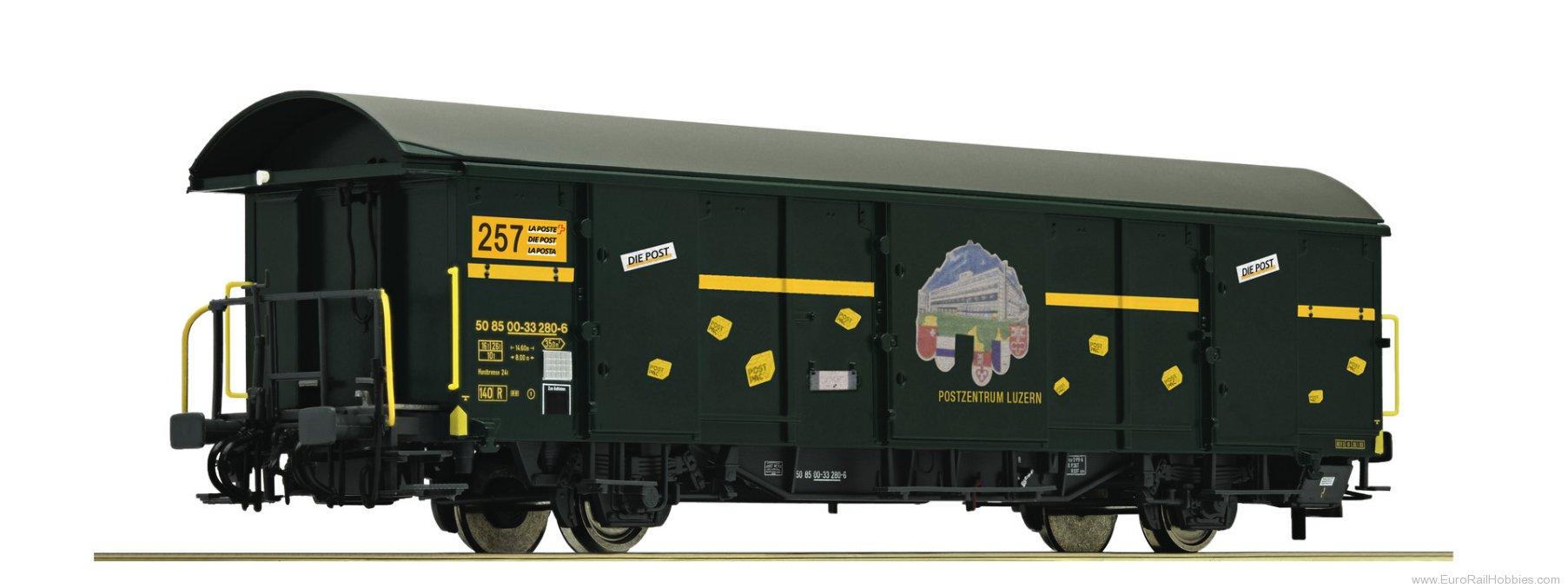 Roco 76209 HO Postal goods wagon Z2 in green livery,