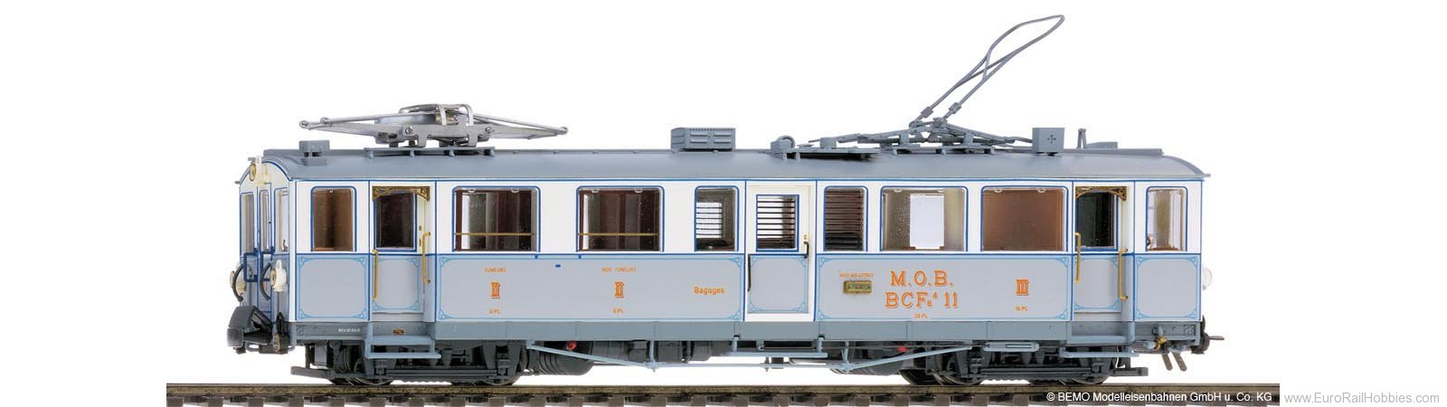Bemo 1383331 HOm MOB BCFe 4/4 11 Museum Railcar, DCC