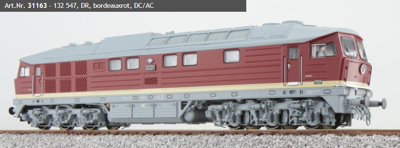 ESU 31163 HO Diesel loco, 132 547, DR, Era IV, bordeaux-red,
