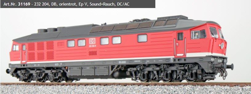 ESU 31169 HO Diesel loco, 232 204, DB, orientred,