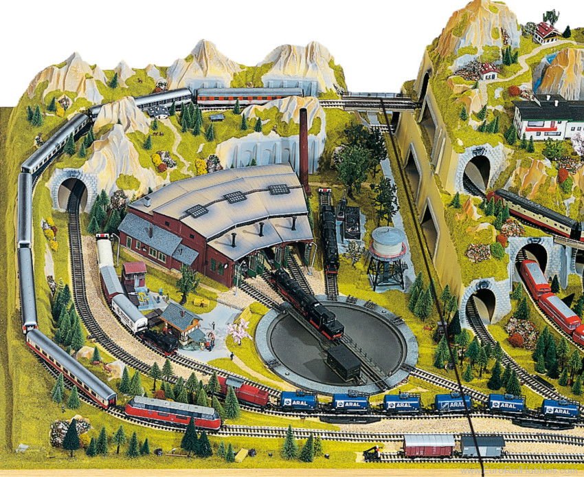 Noch 80120 HO Left Extension Layout, Turntable, 100x140x26
