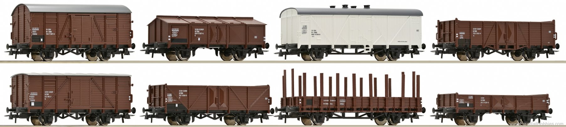 Roco 44006 HO 8-piece set freight cars, ÖBB (Factory