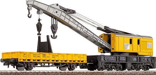 Roco 46331 HO H0 200 Ton Crane with Jib Car, yellow,