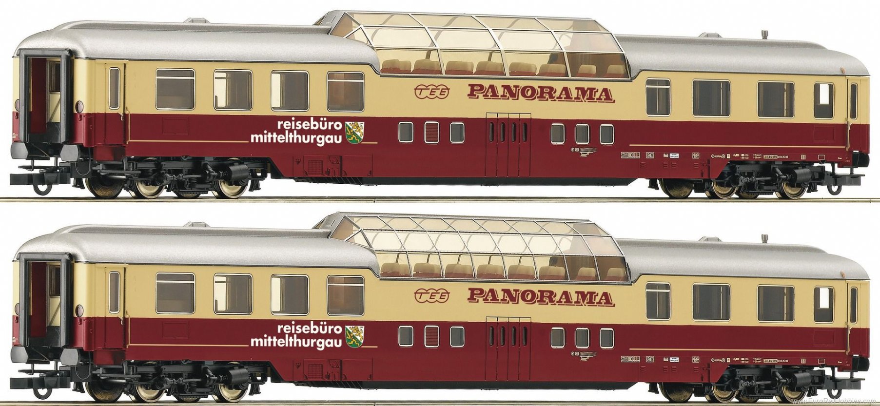 Roco 64137 HO 2 Piece Panorama Coach Set for the