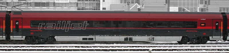 Roco 64725 HO OBB Railjet-Economy-Car, AC Version