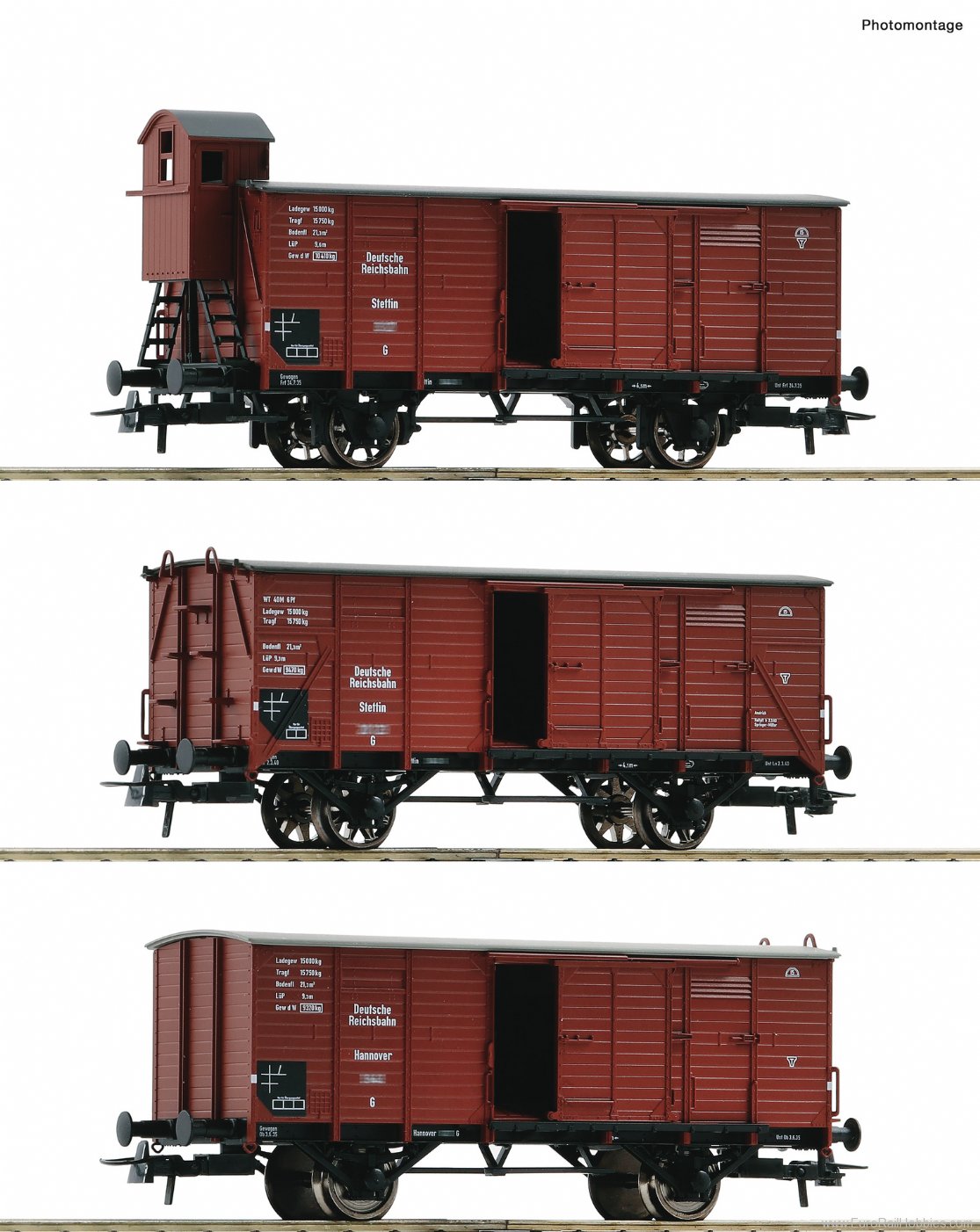 Roco 6600037 HO DRG 3-piece set: Covered goods wagon