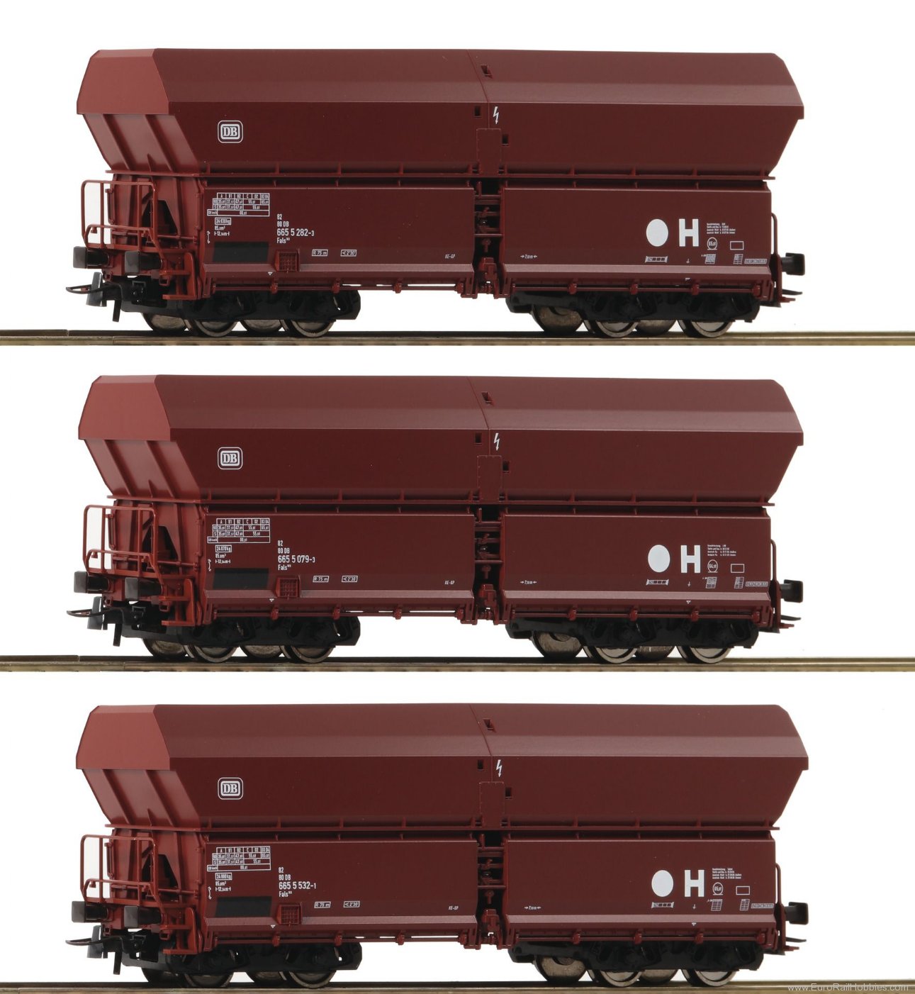 Roco 67082 HO 3 piece set: Self-unloading hopper