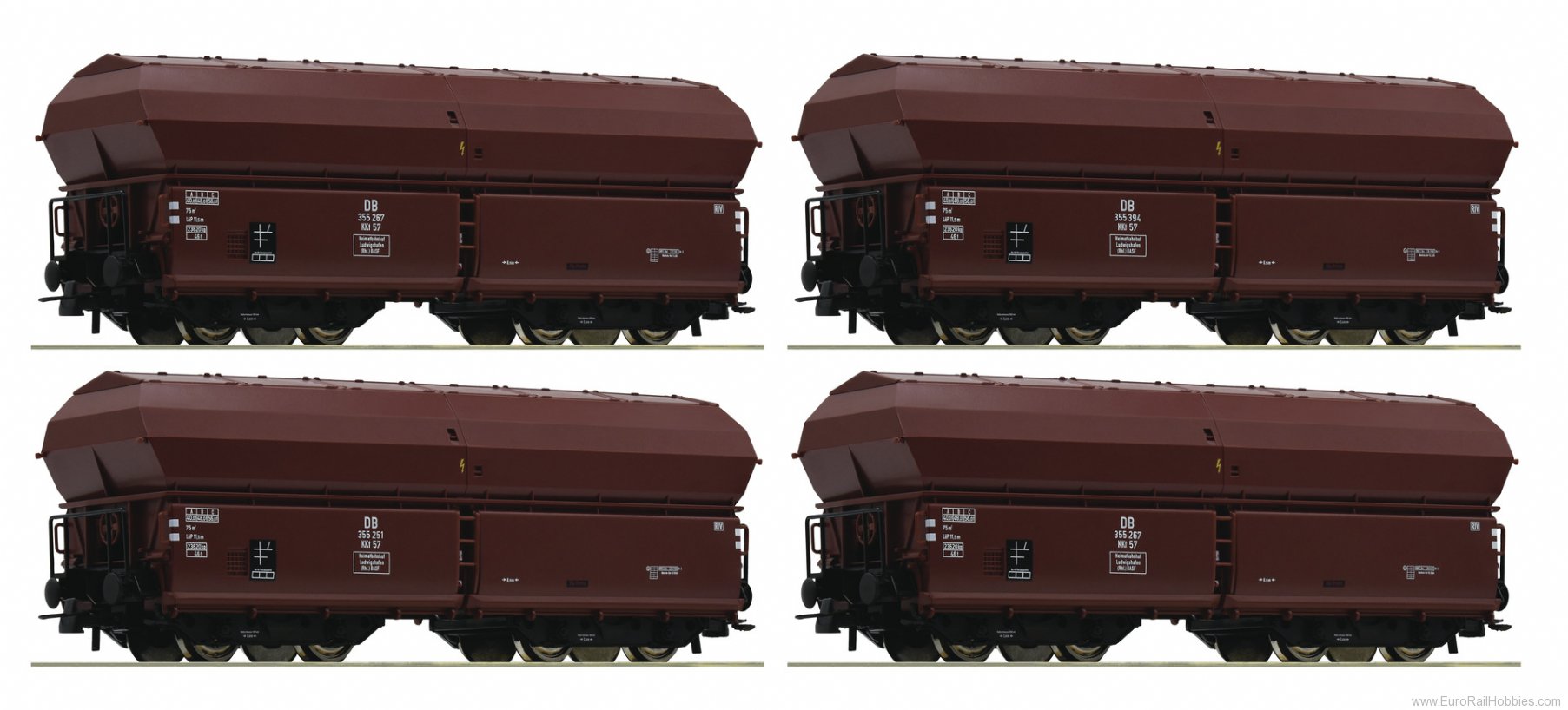 Roco 67083 HO DB 4 Piece Set Self Unloading Hopper