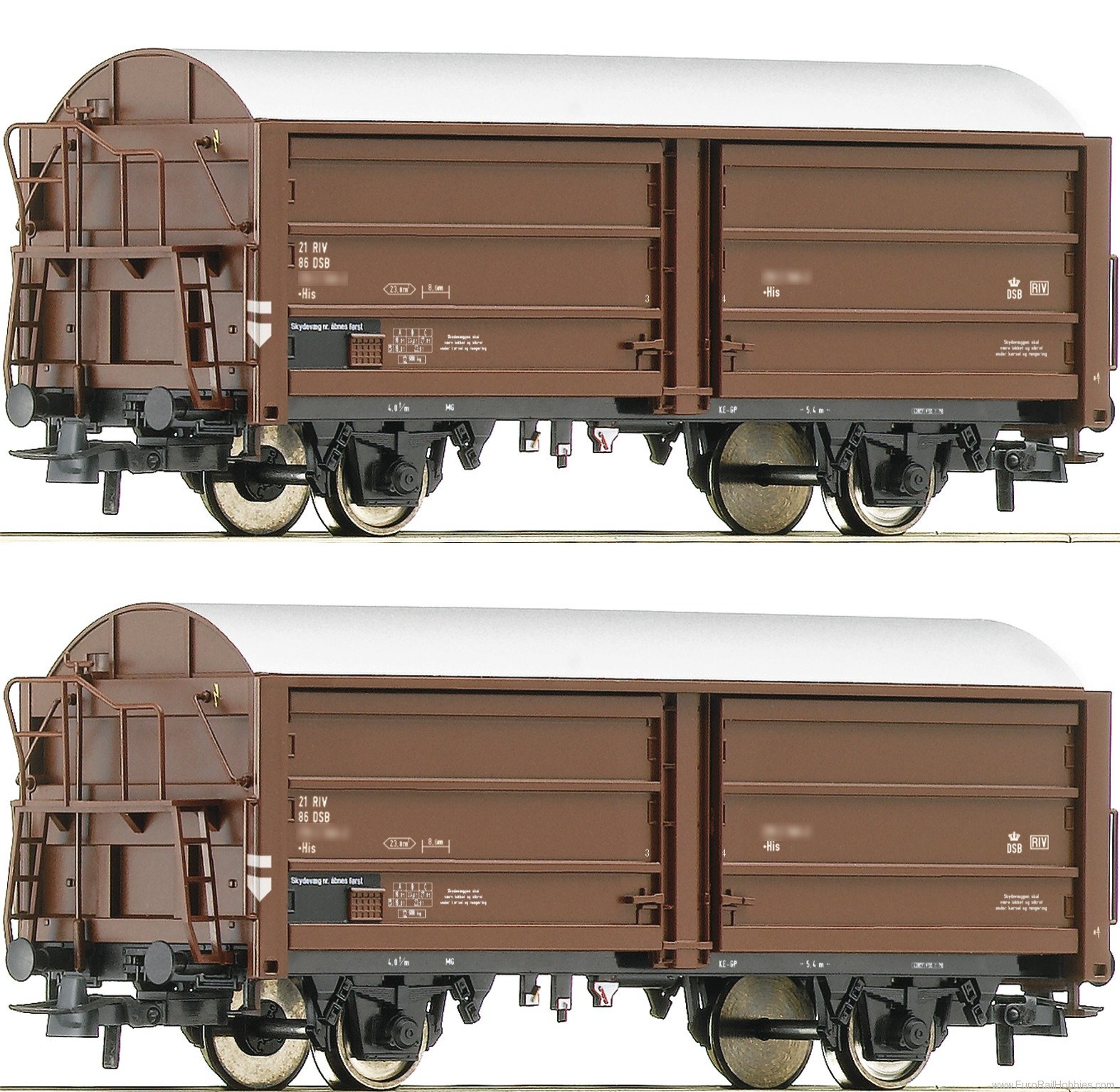 Roco 67122 HO 2 piece set sliding wall freight wagons,