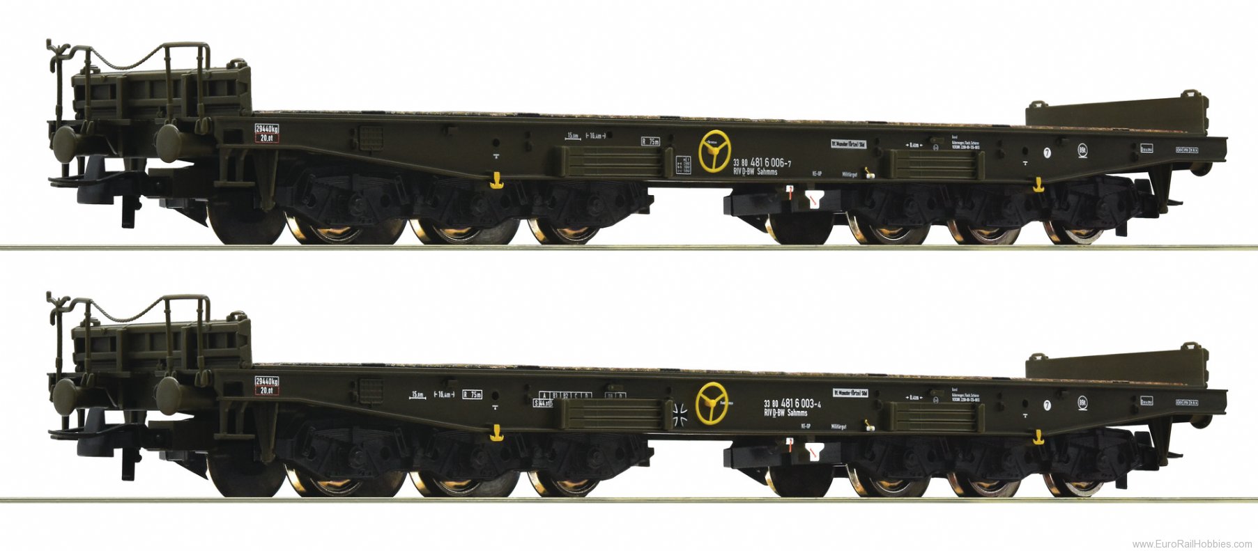 Roco 76074 HO BW 2 Piece Set Heavy Transport Wagons