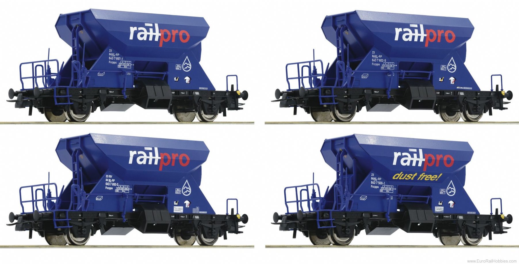 Roco 76137 HO 4 piece set: Hopper wagons, Railpro