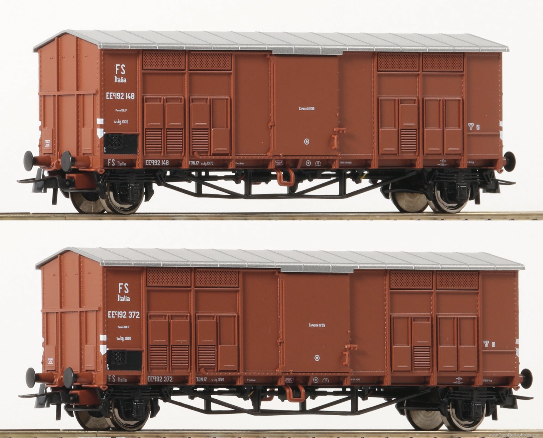 Roco 76162 HO Roco FS Pitched Roof Wagons, 2 Piece