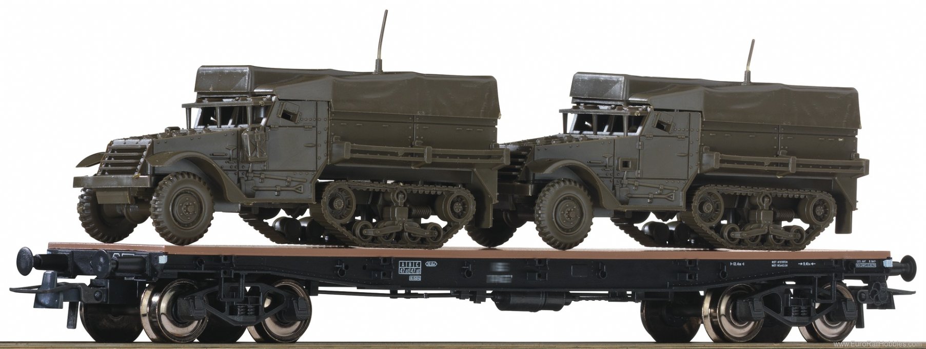 Roco 76863 HO Flat wagon + half track vehicles, USTC