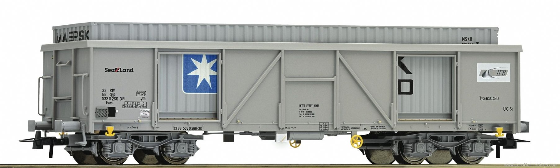 Roco 76904 HO Gondola with Container, SNCB