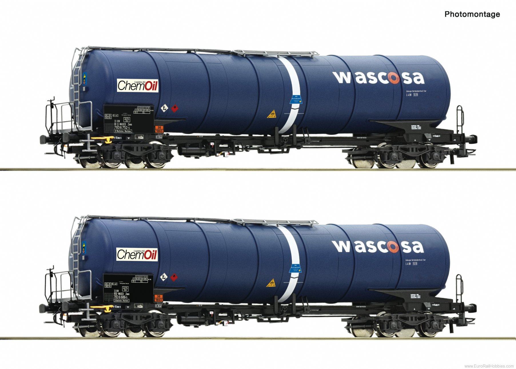Roco 77046 HO 2-piece set: Tank wagons, Chemoil