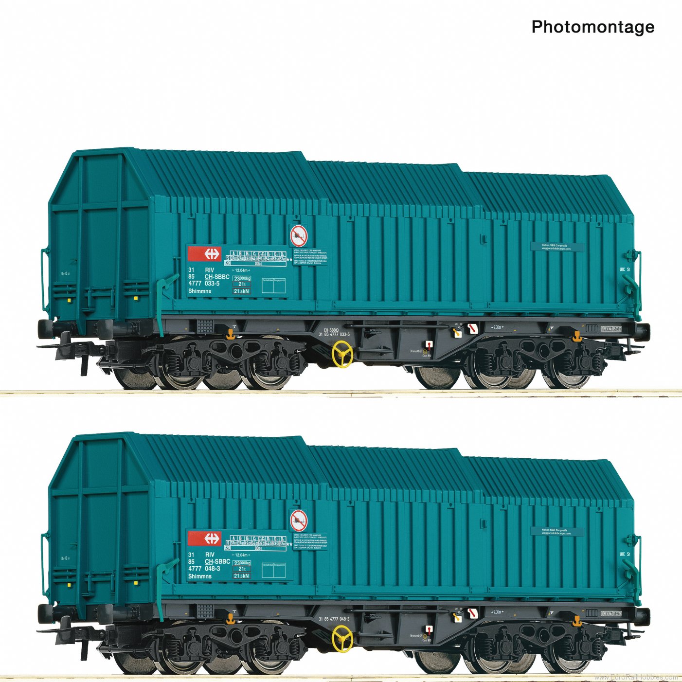 Roco 77048 HO 2-piece set: Telescopic hood wagons,
